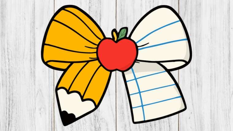 Teacher pencil paper bow SVG - MerySvg